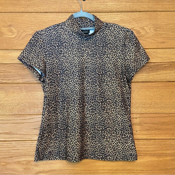 No Boundaries | Tops | Y2k Leopard Animal Print Mock Neck Short Sleeve ...